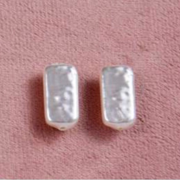 Jewelry | Baroque Pearl Rectangle White Freshwater Irregular Bumpy ...